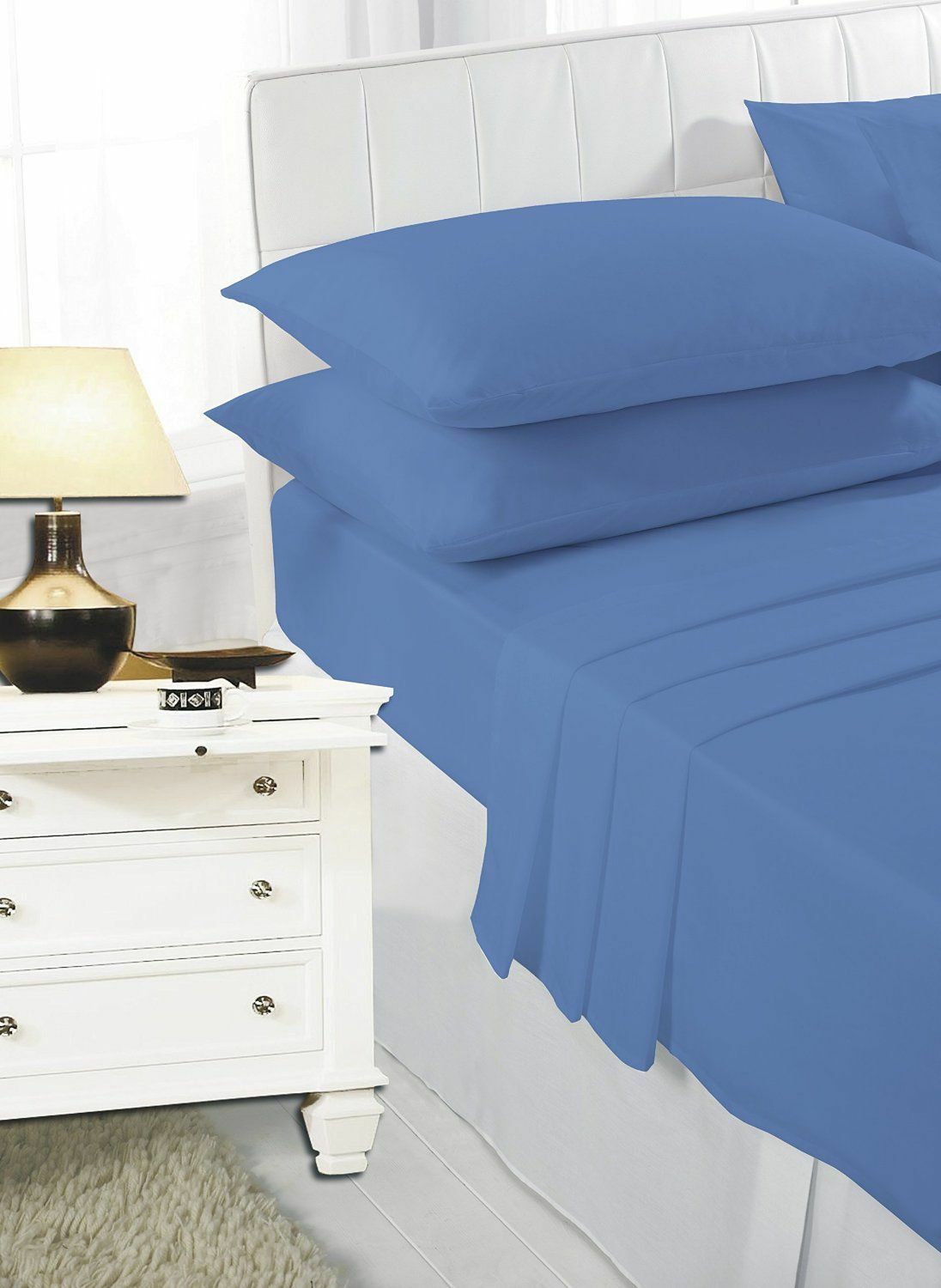 Flat Sheet Plain Dyed 100% Poly-Cotton Bed Sheets Single Double King ...