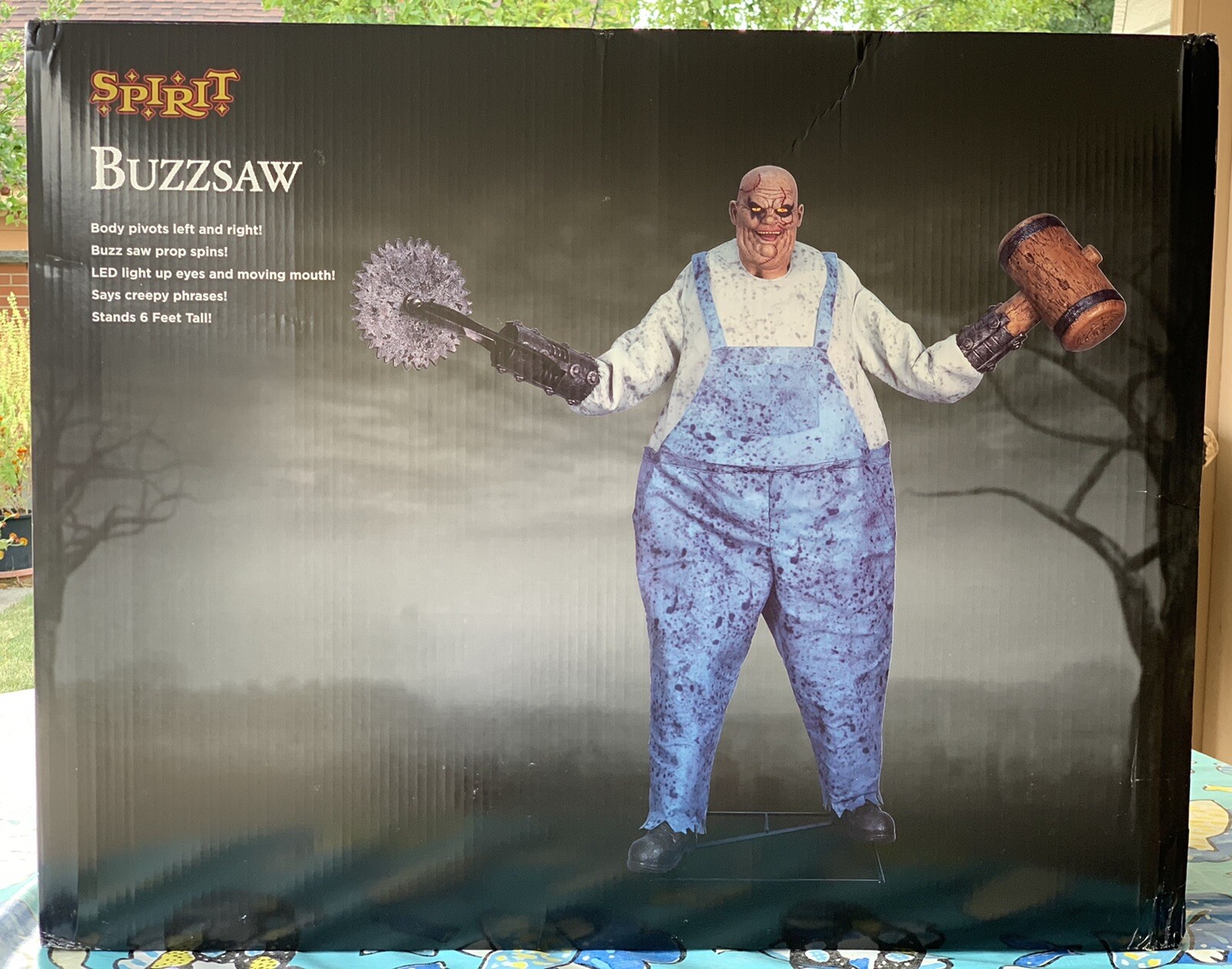 Halloween Animated Prop 6 Ft. Buzzsaw Animatronic Spirit Halloween Rare ...
