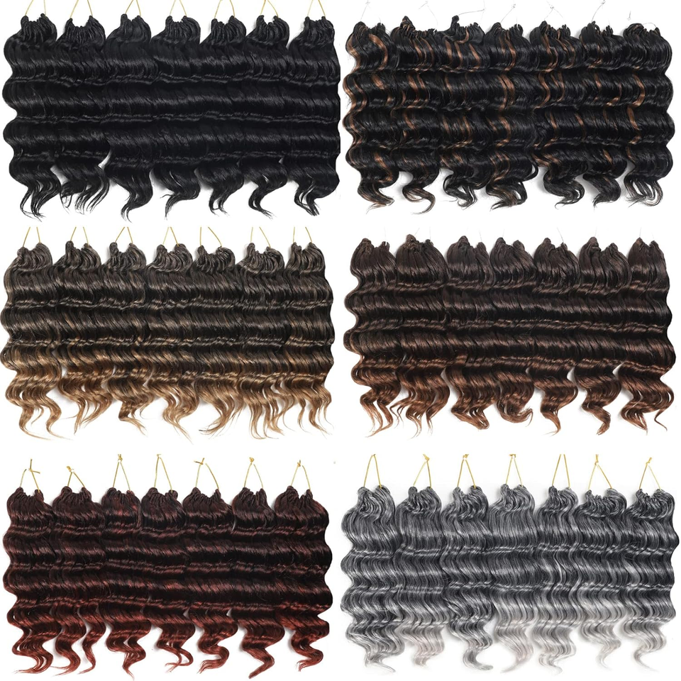 Ocean Wave Crochet Hair 9" Curly Pre-Looped - 7 Packs Deep Wave ...