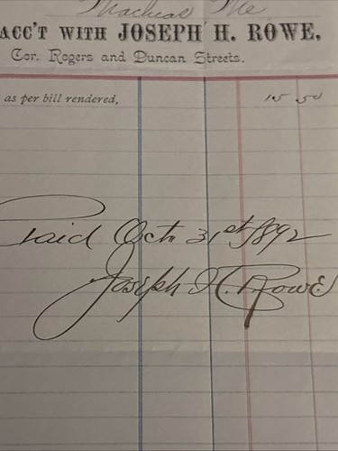 Joseph H. Rowe Oiled Clothing (Oct 1, 1892) Gloucester, MA Signed ...