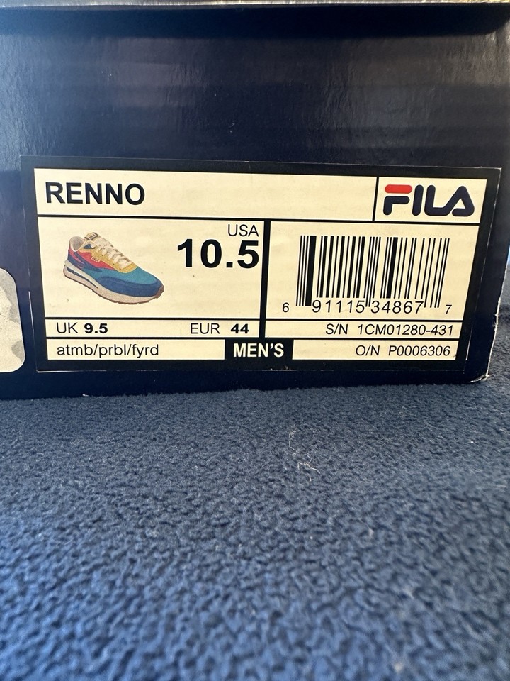 Fila Renno Blue/Red/gold White & Gum Multi-Color Men’s Sz. 10.5 Brand ...