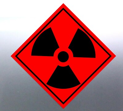 100 at 220 mm Radioactive sticker safety sign vinyl HAZMAT PPE Safe ...