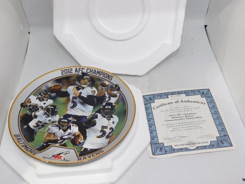 2012 AFC Champions BALTIMORE RAVENS Plate Bradford Exchange COA RAY ...