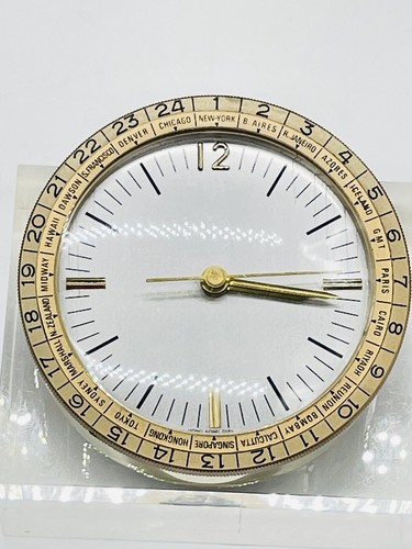 VTG Round Rotating Dial World Time Desk Clock Hong Kong Dial 4.25” Face ...
