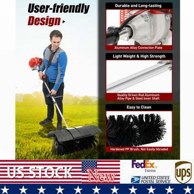 Walk Behind Power Sweeper Broom 52cc 2.3HP Gas Engine Sweeper Lawn ...