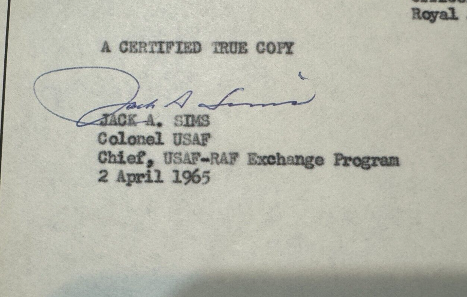 WWII Doolittle Raider Jack Sims Signed USAF DOCUMENT 1964 | eBay