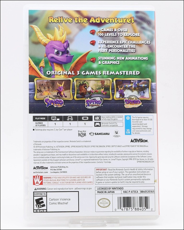 Spyro Reignited Trilogy Video Game (Nintendo Switch, 2019) Complete in ...