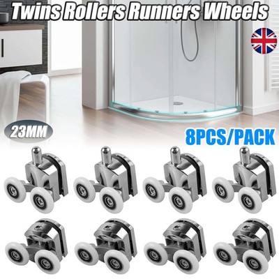 8x Twin Shower Screen Door ROLLERS Runners Wheels 23mm Top & Bottom ...
