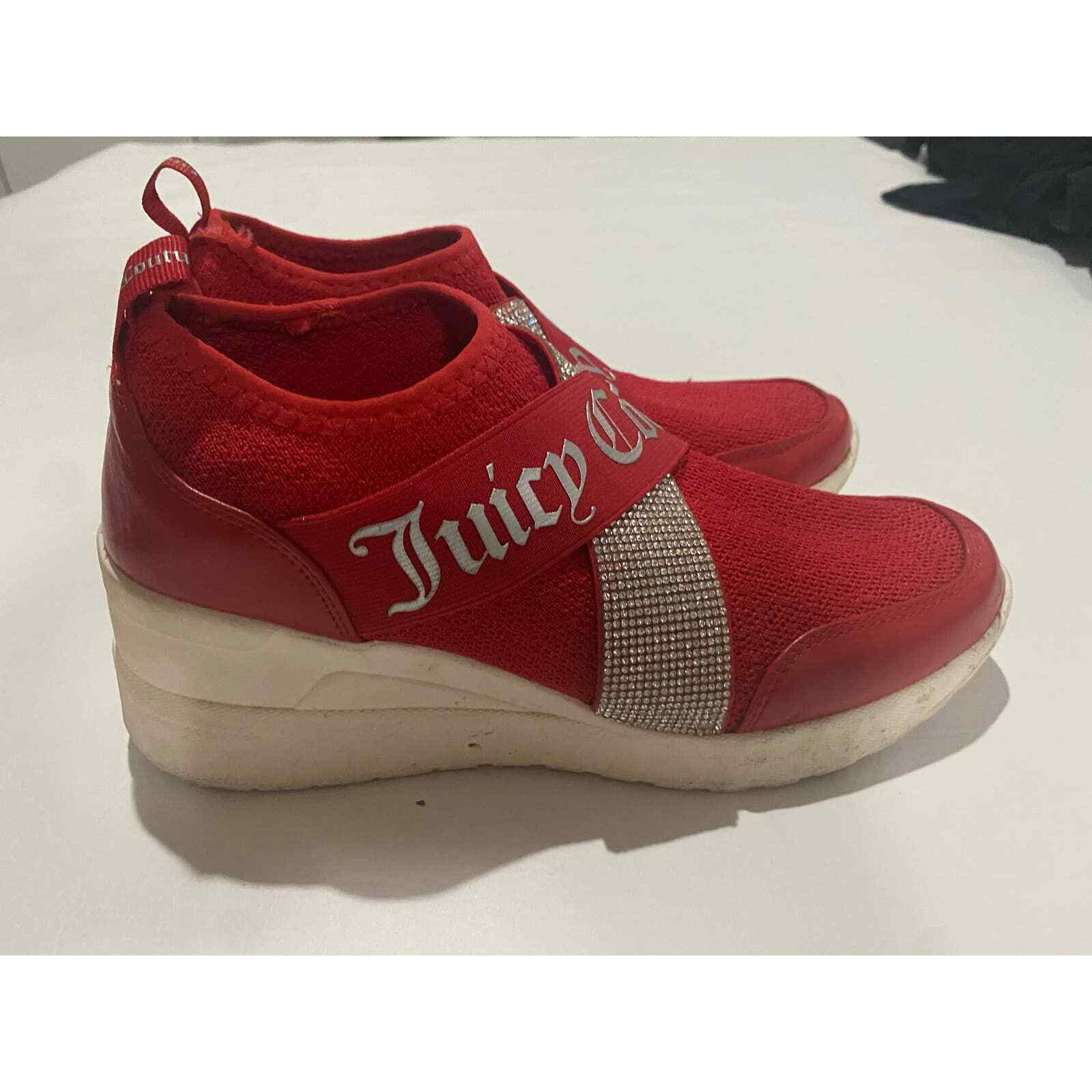 Juicy Couture Bling EVIEE Red Wedge Sneakers Size 7 … - Gem