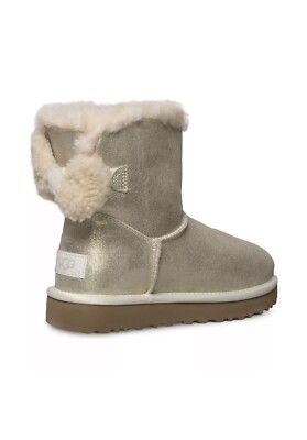 UGG PLATINUM ARIELLE SPARKLE FUR BOW SUEDE SHEEPWOOL BOOTS, US 5/ EUR ...