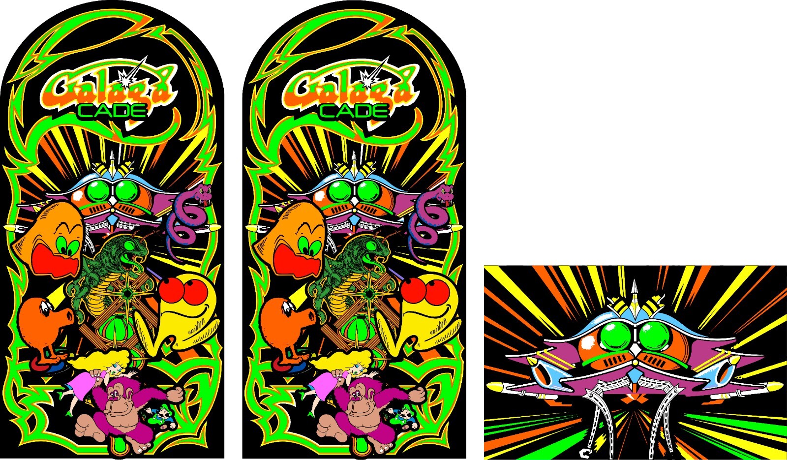 Multicade Galaga Mame Classics Side Art 3pc Arcade Graphics Decals ...