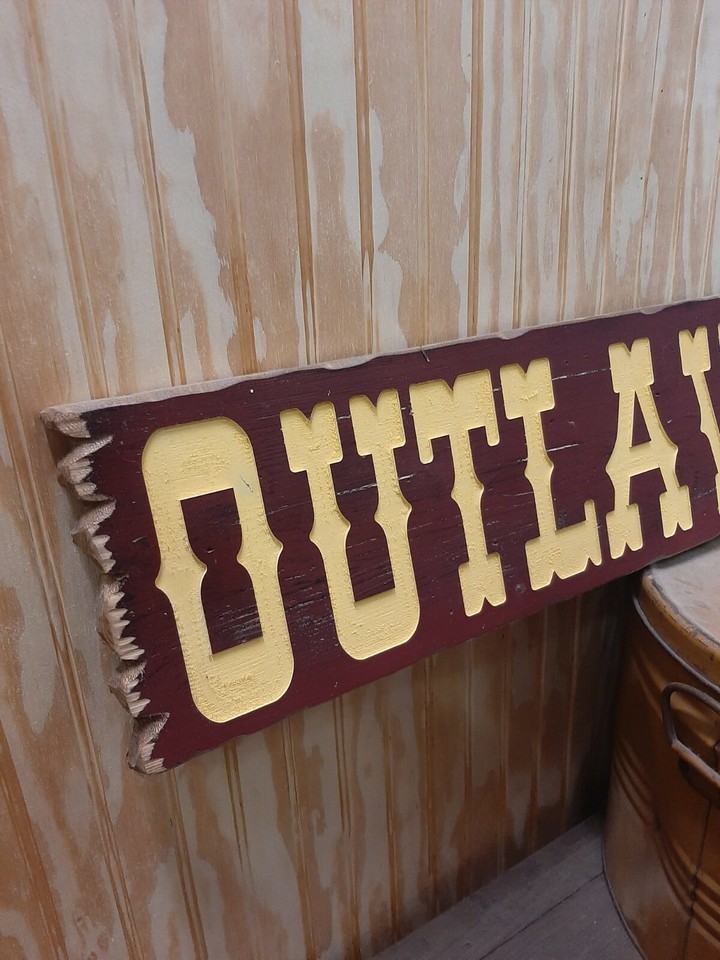 OUTLAW HIDEOUT/Rustic/Carved/Wood/Sign/Western/décor/Bar/Cabin/Cowboys ...