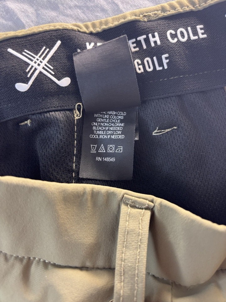 Kenneth Cole Golf Active Performance Khaki Flat Front Stretch Pants Men ...