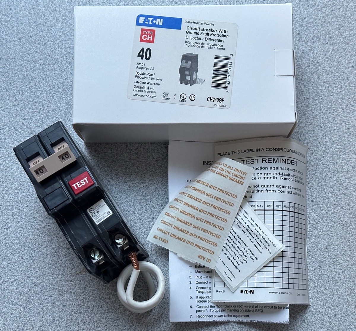 Eaton 2 Pole Gfci Circuit Breaker Eaton Type CH 20 Amp 1 Pole Dual