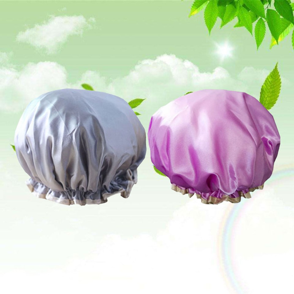 Reusable Shower Hat Shower Bonnet Polyester Bath Caps Printed Shower ...