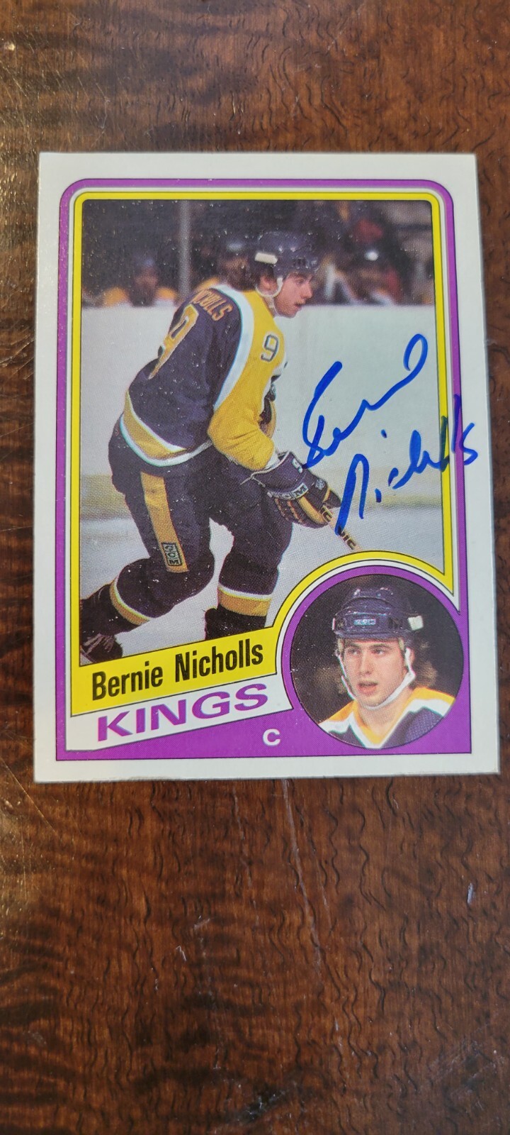 1984-85 TOPPS SIGNED CARD BERNIE NICHOLLS LOS ANGELES KINGS RANGERS ...