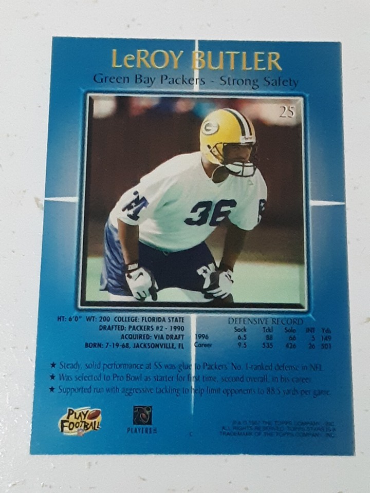 LeRoy Butler Green Bay Packers 1997 Topps NFL Stars Card #25 | eBay