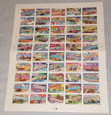 2001 All 50 State Stamp Sheet .37 Cents State Facts on Reverse | eBay