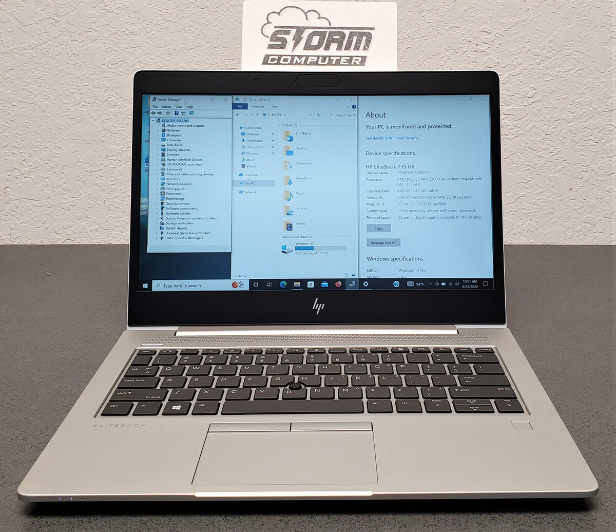 HP EliteBook 735 G6 AMD Ryzen 3 Pro 3300 4GB 128GB SSD M.2 HP EliteBook 735 G6 AMD Ryzen 3 Pro 3300 4GB 128GB SSD M.2