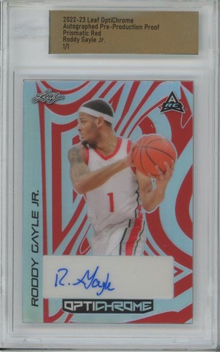 2022 Leaf OptiChrome Proof Prismatic Red Roddy Gayle Jr 1/1 Auto RC ...