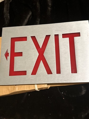Vintage EXIT SIGN grey & Red METAL cool sign | eBay