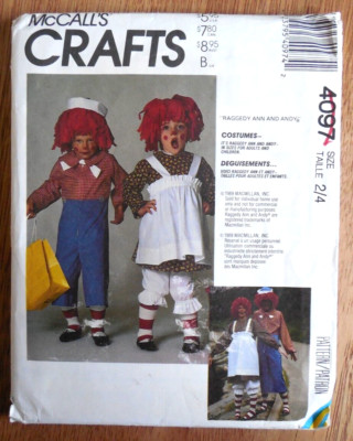 NEW McCall's Costume Pattern 4097 Children's sz 2-4 (Small) Raggedy Ann ...