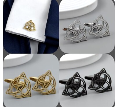 Stainless Steel Celtic Trinity Cuff Links in Gold Silver or Black | eBay