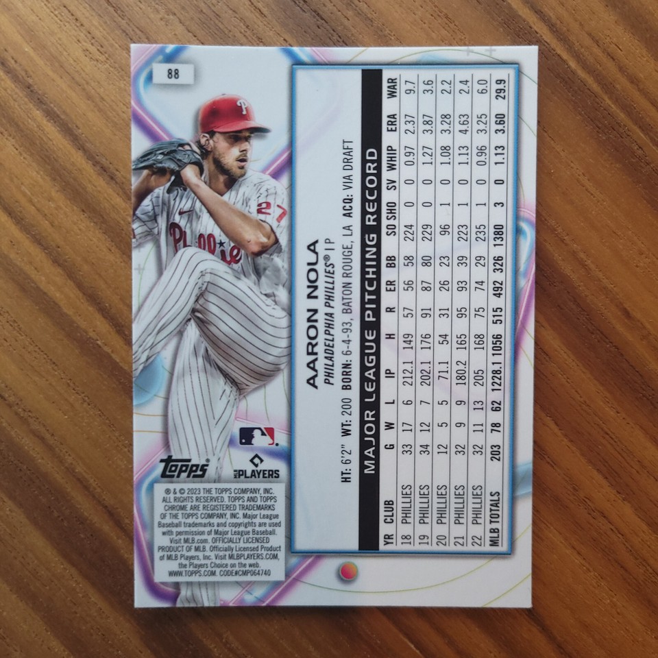 Aaron Nola - 2023 Topps Cosmic Chrome #88 Base Card - PHILADELPHIA ...