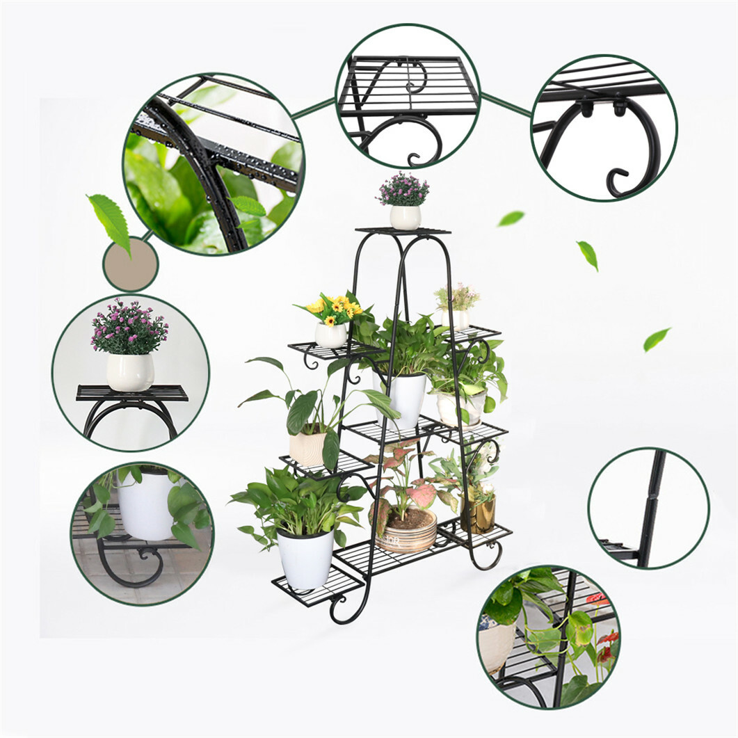 Extra Large 9 Pots Metal Rack Flowers Plant Stand For Garden Succulent ...