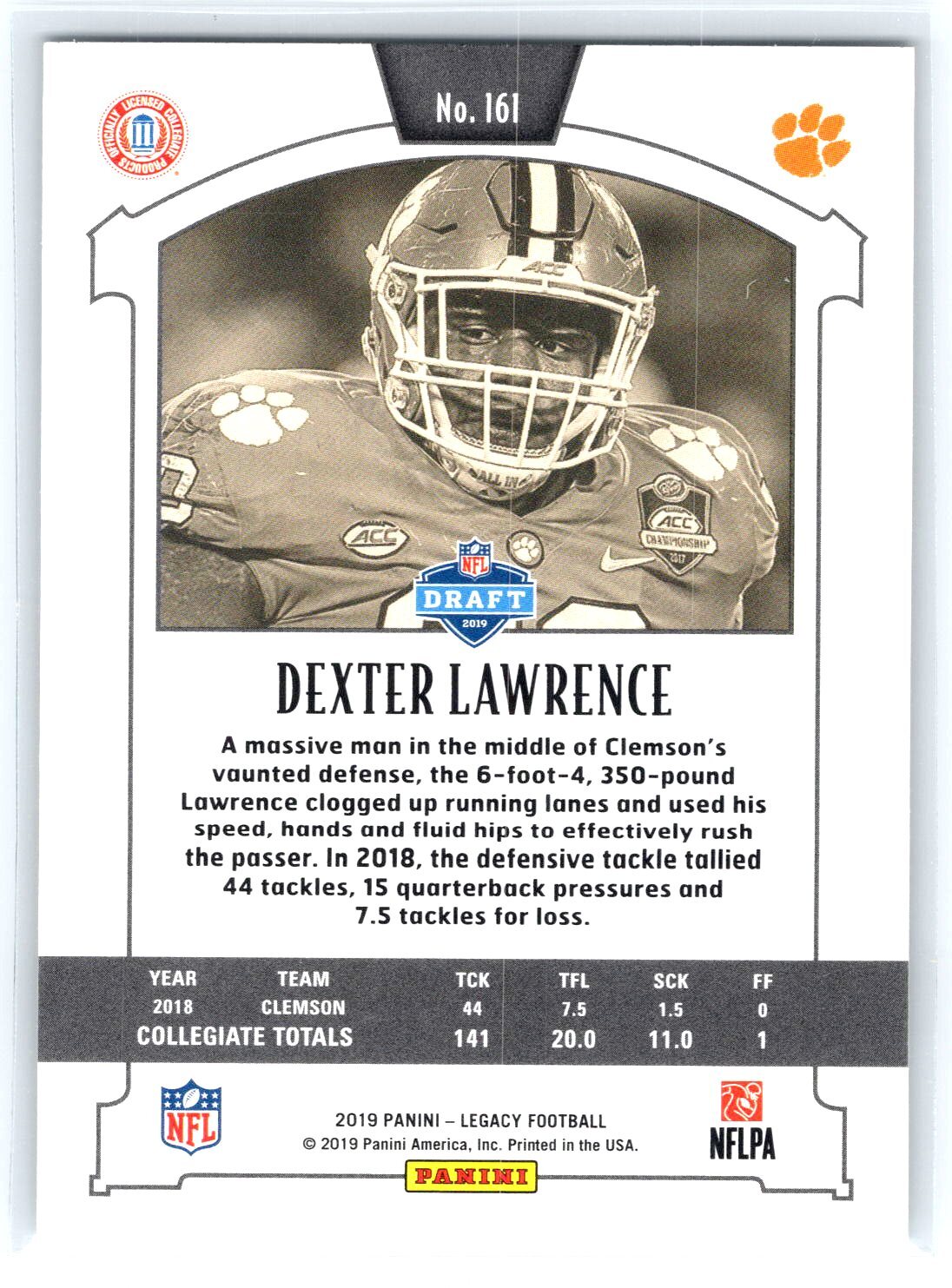 2019 Panini Legacy - Rookies #161 Dexter Lawrence (RC) for sale online ...