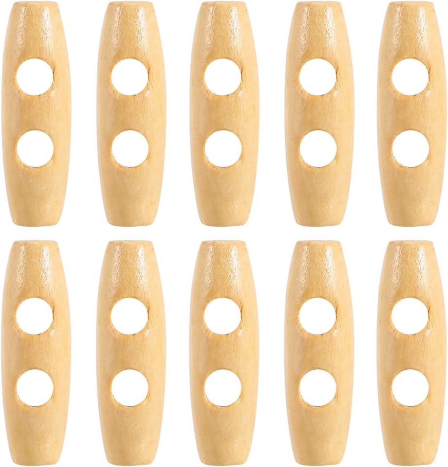 Wooden Toggle Buttons, 50Pcs/Lot Horn Toggle Sewing Buttons 2 Holes ...
