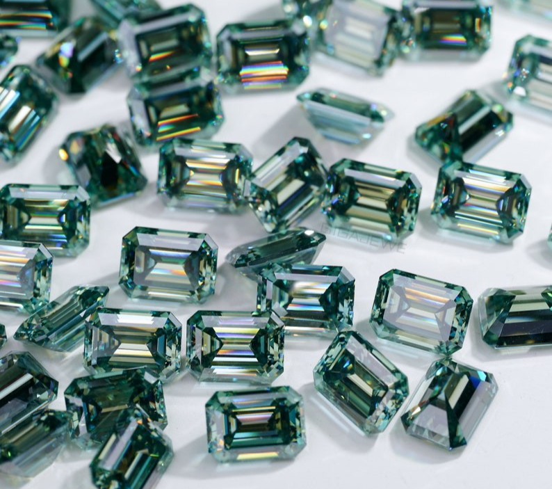 Quality gemstone 6 x 8 mm emerald cut diamond green color D... | eBay