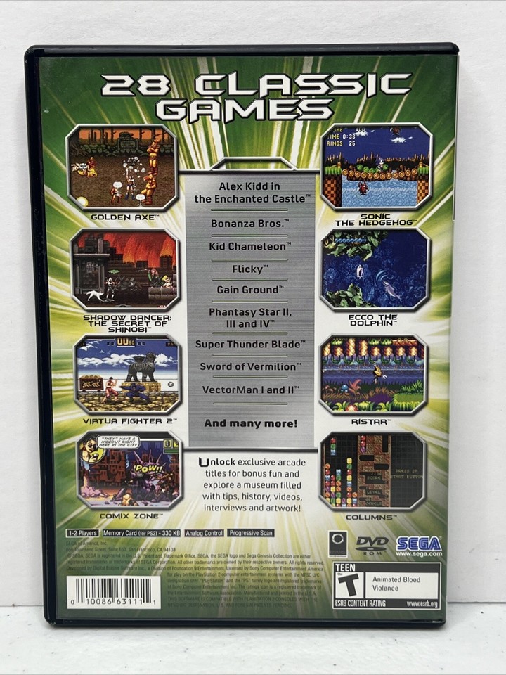 Sega Genesis Collection Sony PlayStation 2 PS2 CIB W/ Manual Tested ...