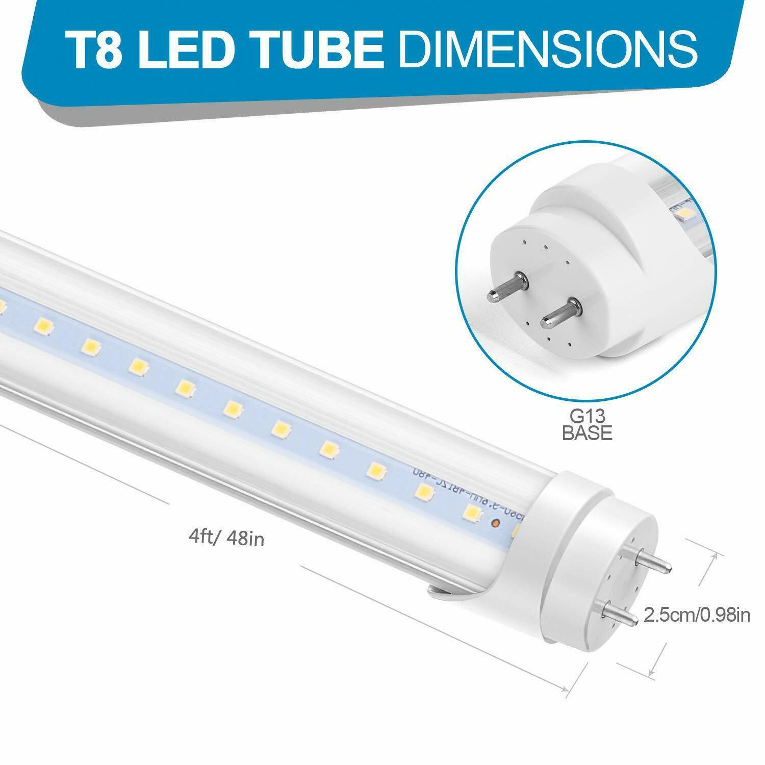 T8 4FT G13 LED Tube Light Bulb 22W 6000K- 6500K LED Shop Light Bulb 4 ...