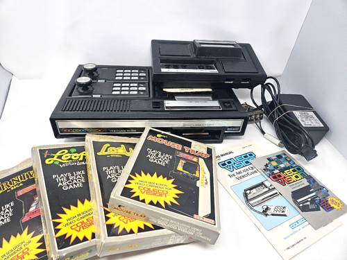Coleco ColecoVision Console W/ Expansion Module #1 & 4 Boxed Games ...