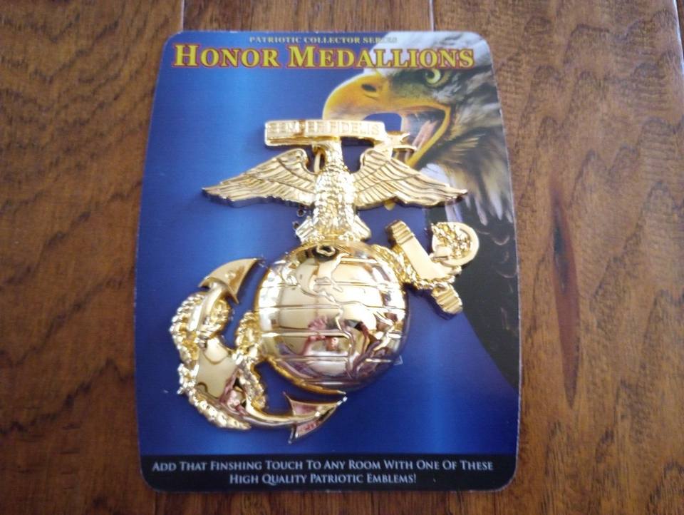U.S MARINE CORPS EGA GOLD OVERSIZED EAGLE GLOBE & ANCHOR WALL MEDALLION ...