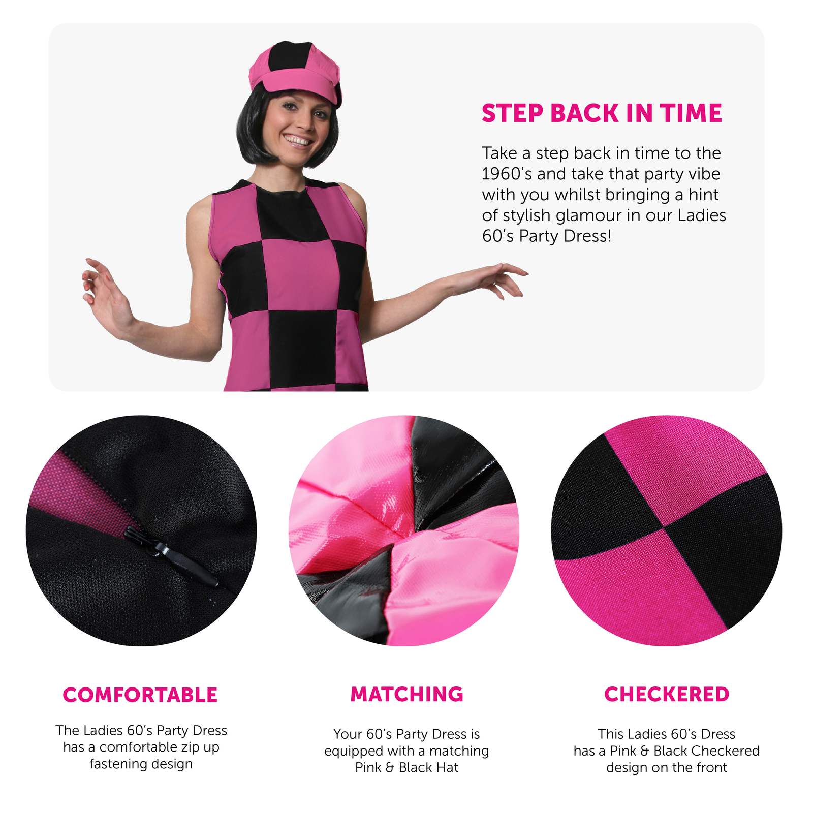 LADIES 60S PARTY GO GO GIRL FANCY DRESS COSTUME WOMENS HIPPY SHIFT ...