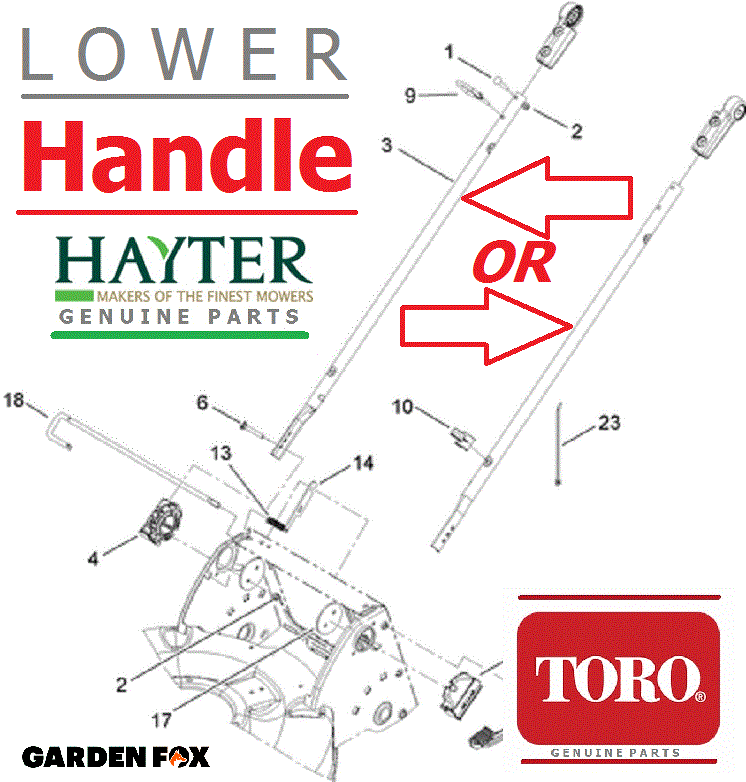 Genuine Hayter Toro Lawnmower Lower Handle 107-3887-03 R53a R53s 20897 ...