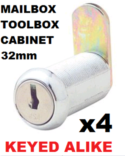 4x 32mm Letterbox lock cam lock draw lock mail box lock Tool box lock ...