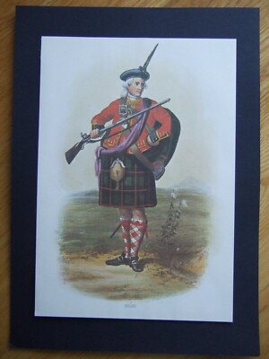 LARGE 13" x 9" VINTAGE SCOTTISH HIGHLANDS CLAN PRINT- SHAW BY R R Mc ...