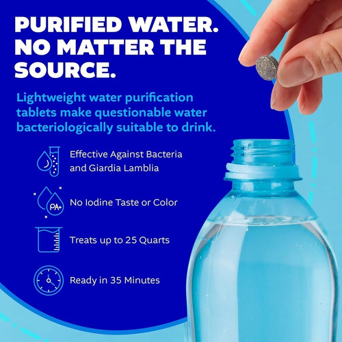 Potable Aqua Water Purification Tablets with PA Plus, 2 Bottles of 50 ...