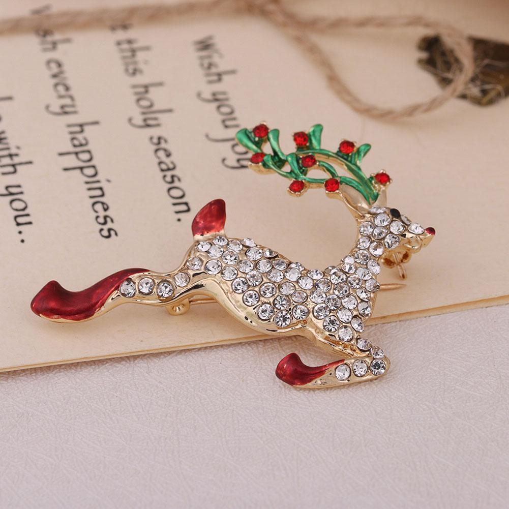 Women Lady Rhinestones Christmas Elk Brooch Xmas Party Elegant Breast ...