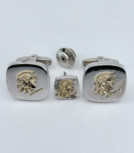 Vintage Foster Roman Soldier mens cufflinks concave square silver and ...