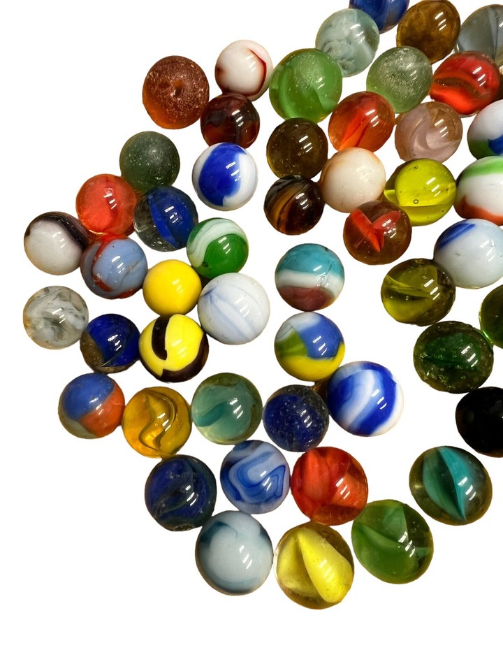 Vintage Assorted Marble Lot Over 60+ Glass Swirls D4 Akro Agate Etc | eBay