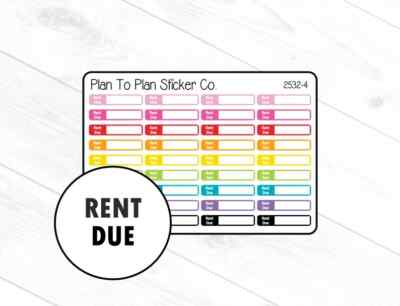 2532-4~~Rent Due Boxes Planner Stickers. | eBay