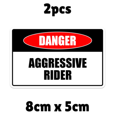 2 x Aggressive Rider Funny Danger Sign Sticker Decal Motorcycle Dirt ...