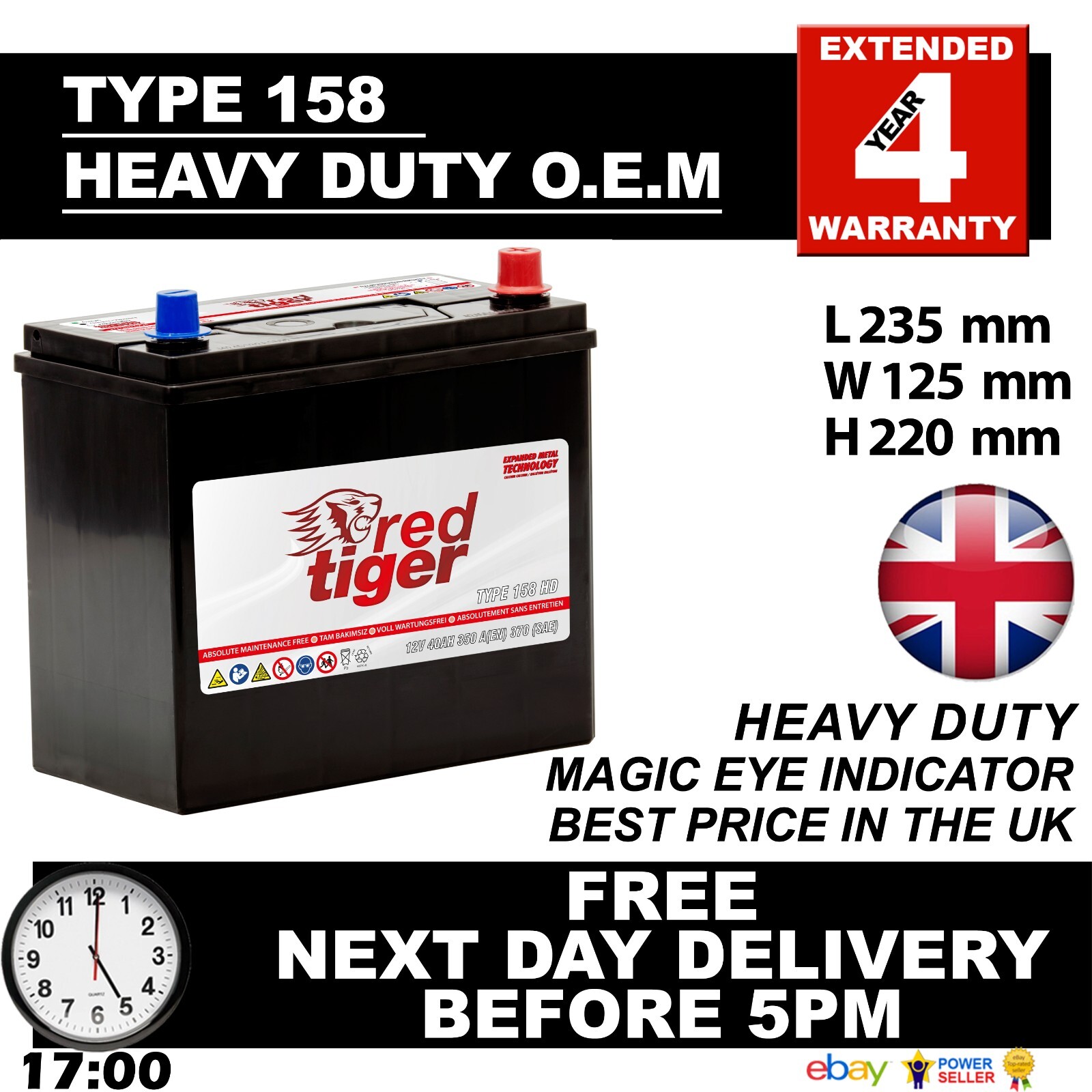 Classic Mini car battery 40AH EXTRA HEAVY DUTY SEALED UK TYPE 038 24HR ...