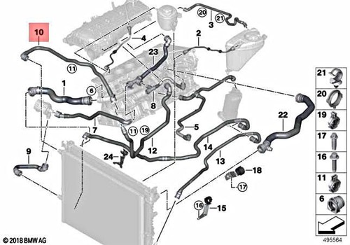 Genuine BMW G11 G12 G30 G31 G32 G38 Pipe Radiator-Cylinder Head ...