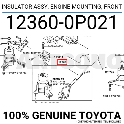 123600P021 Genuine Toyota INSULATOR ASSY, ENGINE MOUNTING, FRONT 12360 ...