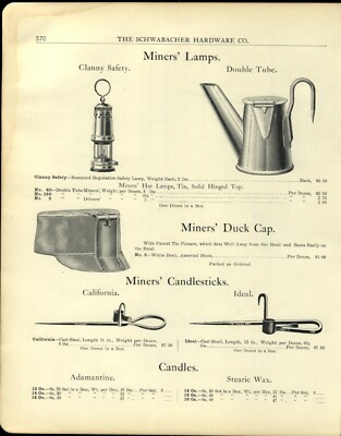 ca 1903 PAPER AD Coal Mine Miners' Clanny Safety Lamp Double Tube ...